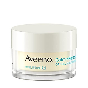 Aveeno Calm + Restore Oat Gel Facial Moisturizer for Sensitive Skin, Fast-Absorbing, Soothing Lightweight Gel Cream Face Moisturizer with Prebiotic Oat & Feverfew, Fragrance-Free, 0.5 oz