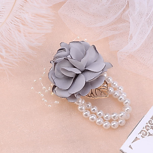 BESPORTBLE Artificial Rose Wrist Rose Wrist Corsage Wristlet with Artificial Pearls Wrist Corsage Hand with Elastic Wristband for Girl Bridesmaid Wedding Party Prom