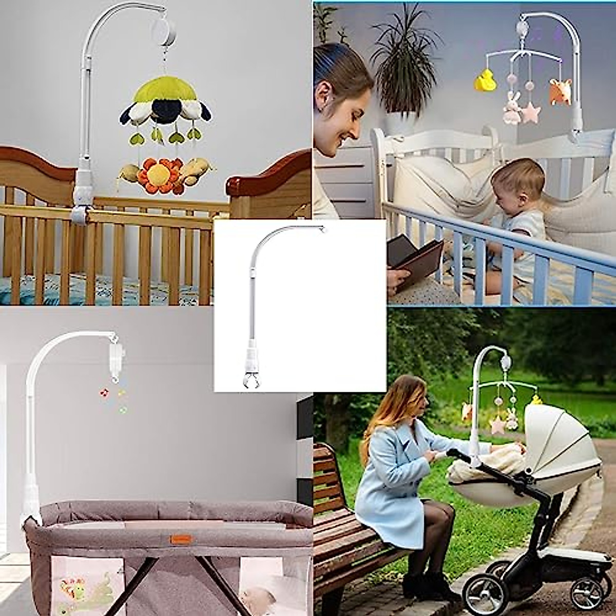 Accfore DIY 23 inches Crib Mobile Arm Nursery Mobile arm Baby Mobile Hanger, Mobile arm for Crib,The Claw Part can be Adjusted Width,DIY Toy Decoration (Crib Mobile Arm)