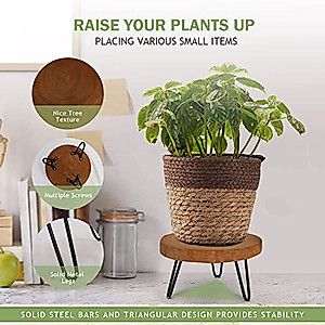 Athaliah Wood Plant Stand, 2 Pack Wooden Plant Stool Indoor, Mini Mid Century Modern Plant Flower Holder for Rustic Home Garden Patio Office Table Decor