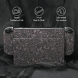 BelugaDesign Rose Switch Skin | Pastel Sticker Wrap Vinyl Decal | Flower Valentine Cute Compatible with Nintendo Switch (Switch Standard, Black)