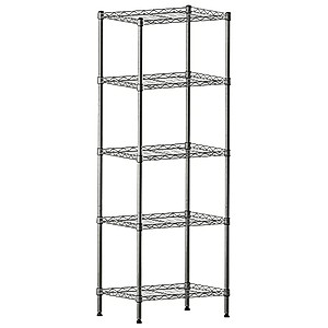 5 Wire Shelving Metal Rack Adjustable Unit Storage Shelves for Laundry Bathroom Kitchen Pantry Closet Silver