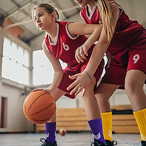 Tphon Basketball Socks for Kids Boys Cushioned Sports Running Training Sock Soccer Athletic Crew Socks for Youth 4 Pairs