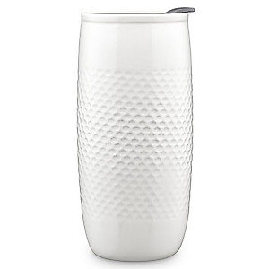 Ello Mesa Double-Wall Ceramic Travel Mug with Slider Lid, Grey, 12-ounce (355 ml)