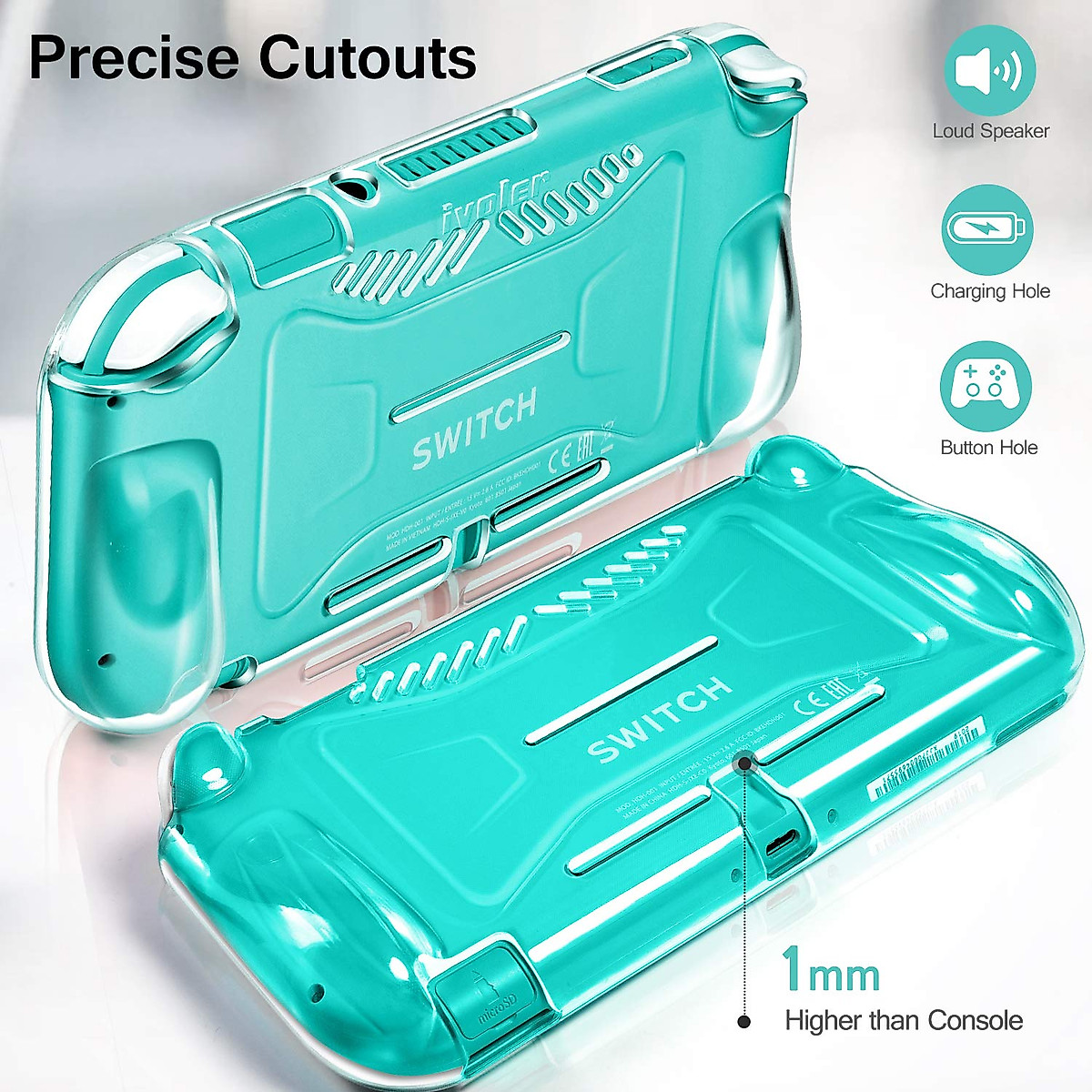 [2+1Pack]iVoler Tempered Glass Screen Protector for Nintendo Switch Lite(2Pack)with Case Carrying Protective TPU Case for Nintendo Switch Lite, Grip Cover with Shock-Absorption Anti-Scratch, HD Clear