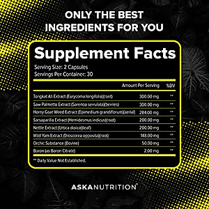 Testosterone Booster for Men - Male Enhancing Supplement with Horny Goat Weed & Tongkat Ali - Muscle Builder Enlargement Pills - Natural Test Booster Increased Desire, Energy, Stamina, Libido (2 PACK)