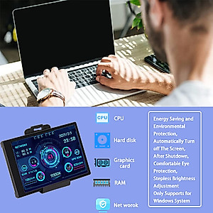 GOWENIC 3.5in Mini IPS Screen, Portable USB C AIDA64 CPU RAM Data Monitor Computer Temperature Display PC Sensor Panel Display, 360° Rotation, Only Support for Windows System