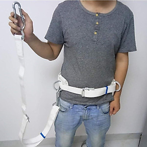 HUAWELL Safety Belt with Two Side Adjustable Lanyard,Cement Pole & Tree Climbing Construction Harness Protective Gear, Personal Protection Fall Arrest Kit (White)