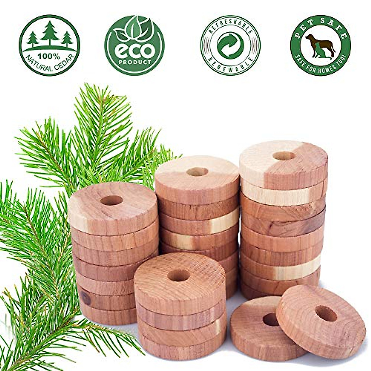 ACMETOP 30 Pack Cedar Blocks for Clothes Storage, 100% Natural Cedar Hangers Balls, Cedar Rings for Closets & Drawers.