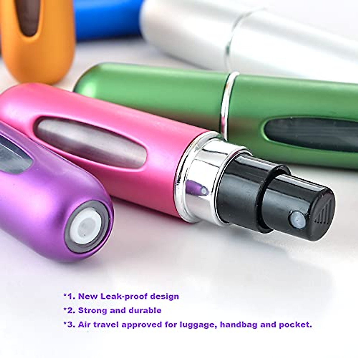 TIGERMILLION Portable 5ml Atomizer Bottle, Mini refillable perfume Spray, Scent Pump Case, perfume atomizer Refillable Travel Pack of 4pcs