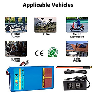 Ebike Battery, 48V/20AH 35amp Lithium Battery Pack Li ion Battery for 2000W Motor Electric Bike Bicycle Scooter with 2A Charger