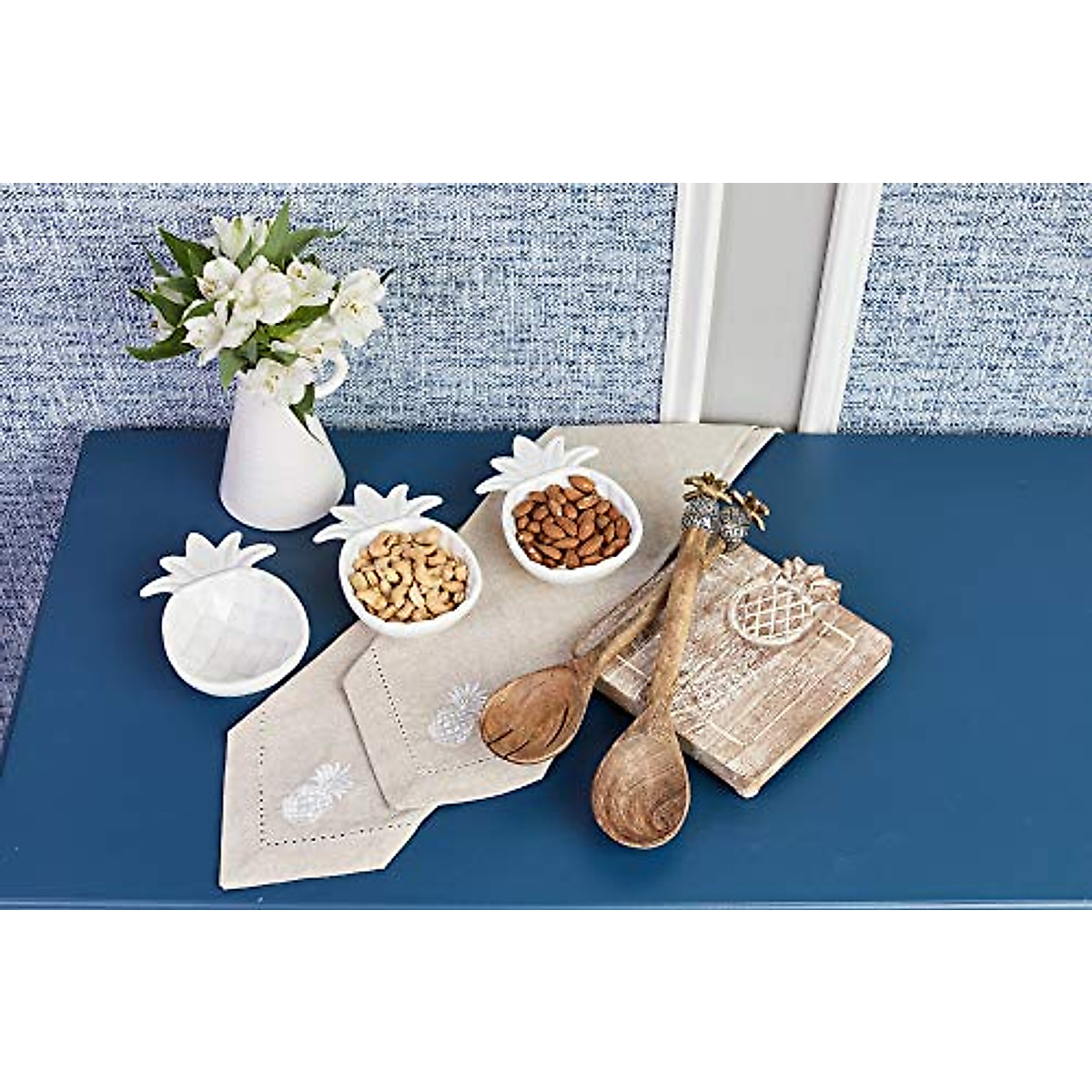 Mud Pie Ceramic Pineapple Shaped Dip Condiment Bowls Set of 3