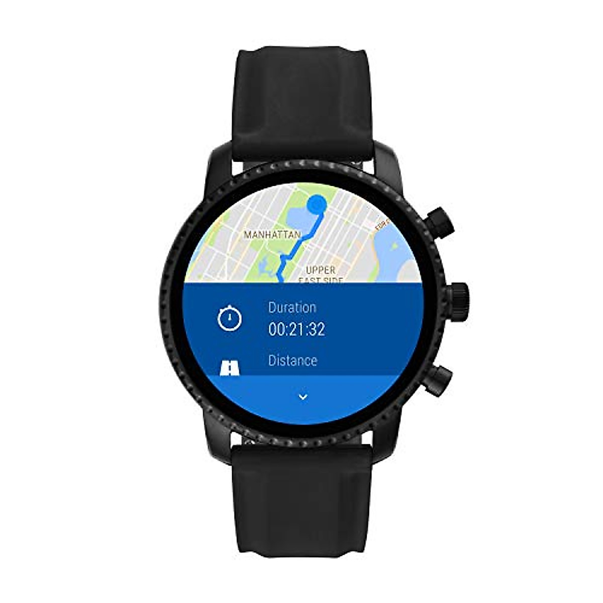 Fossil Men's Gen 4 Explorist HR Heart Rate Stainless Steel and Silicone Touchscreen Smartwatch, Color: Smooth Black (Model: BQD1000)