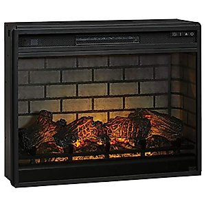 Signature Design by Ashley 30" Electric Fireplace Insert with LED, Remote Control, 7 Temperature and 5 Brightness Settings, Black