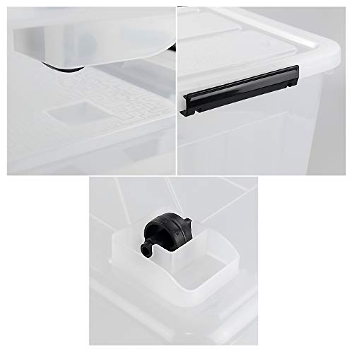 Waikhomes 4 Pack Large Plastic Storage Boxes, Large Lidded Storage Bins with Wheels, 70 L