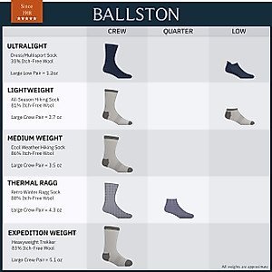 Ballston Medium Weight 86% Merino Wool Socks for Winter & Outdoor Hiking and Trekking - 4 Pairs for Men and Women(Lunar Gray, M (Fits Men's Shoe 5-9, Women's 6-10))