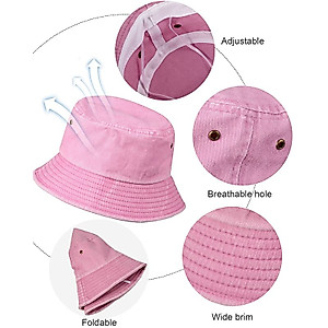 Geyoga 8 Pack Cotton Bucket Hat Foldable Packable Fishing Hat Beach Cap for Kids Teen Girls Women Men (Elegant Colors)