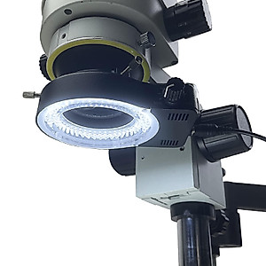 144 64 LED Ring Light Illuminator for Stereo Microscope, Adjustable Ring Light Lamp Industry Monocular Binocular Trinocular Soldering Stereo Repairing Microscope Video Camera (64 LED Detachable Plug)