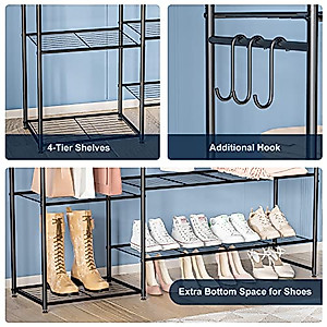 Neprock Clothing Rack with Shelves, Portable Wardrobe Closet for Hanging Clothes Rods, Free Standing Shelves Organizers and Storage