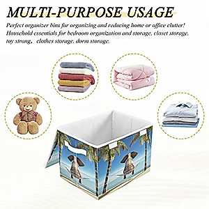 innewgogo Elephant Hammock Beach Storage Bins with Lids for Organizing Baskets Cube with Cover with Handles Oxford Cloth Storage Cube Box for Dog Toys