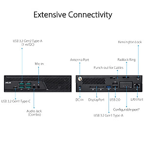 ASUS PB62 Mini PC System with Intel Core i5-11400, DDR4 8GB RAM, M.2 PCIE 256G SSD, WiFi 6, Bluetooth, Hardware TPM, Windows 10 Pro with VESA Mount, EPEAT Gold (PB62-SYS582PXTH)
