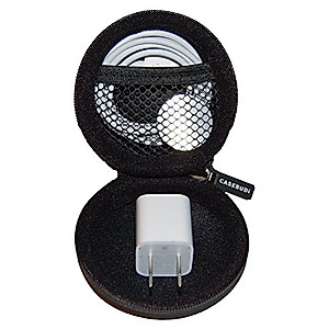 CASEBUDi Round Earbud and Phone Charger Storage Case with Carabiner | Pink Ballistic Nylon