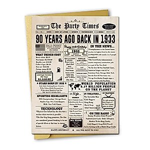 Big 90th Birthday Card for Grandparent, Jumbo Retro 90 Bday Card Gifts for Mom Dad, Unique 90 Years Old Card Gifts for Men Women, Oversize 90 Birthday Cards Decorations for Women Men Family