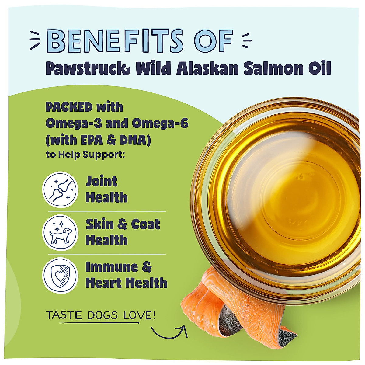 Pawstruck Pure Human-Grade Wild Alaskan Salmon Oil for Dogs & Cats - Vet Recommended Omega 3 & 6 Extra Strength Supplement Food Topper with EPA DHA Fatty Acids Immune Support