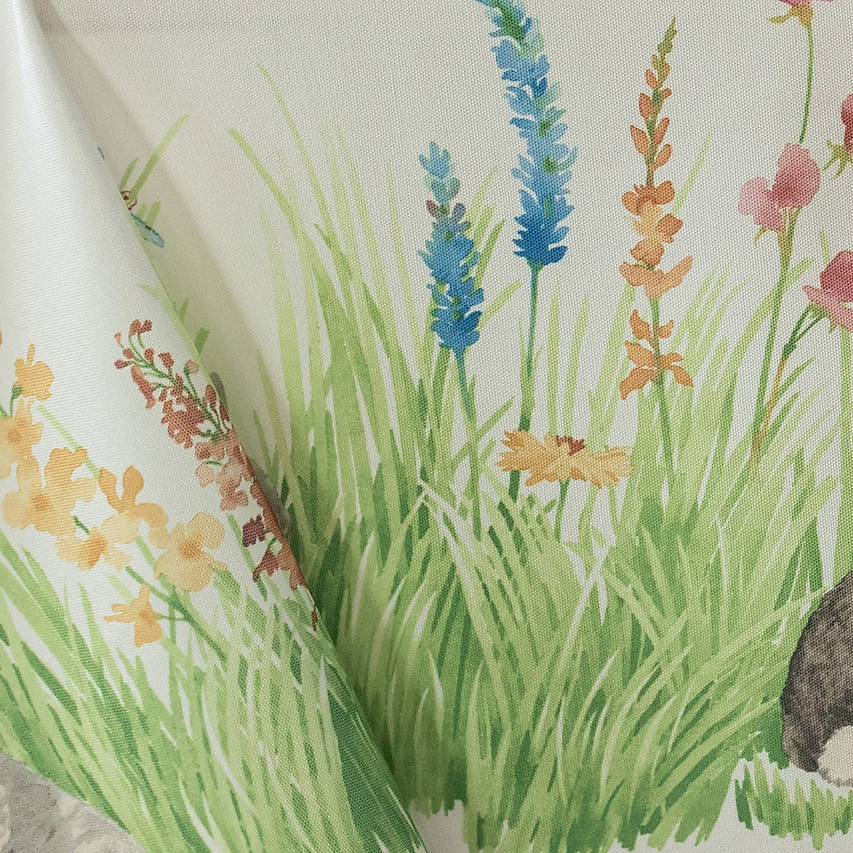 Benson Mills Bunny Meadow Easter Heavyweight Fabric Tablecloth, Spillproof Indoor/Outdoor Spring and Easter Table Cloth (60" x 84" Rectangular, Bunny Meadow)