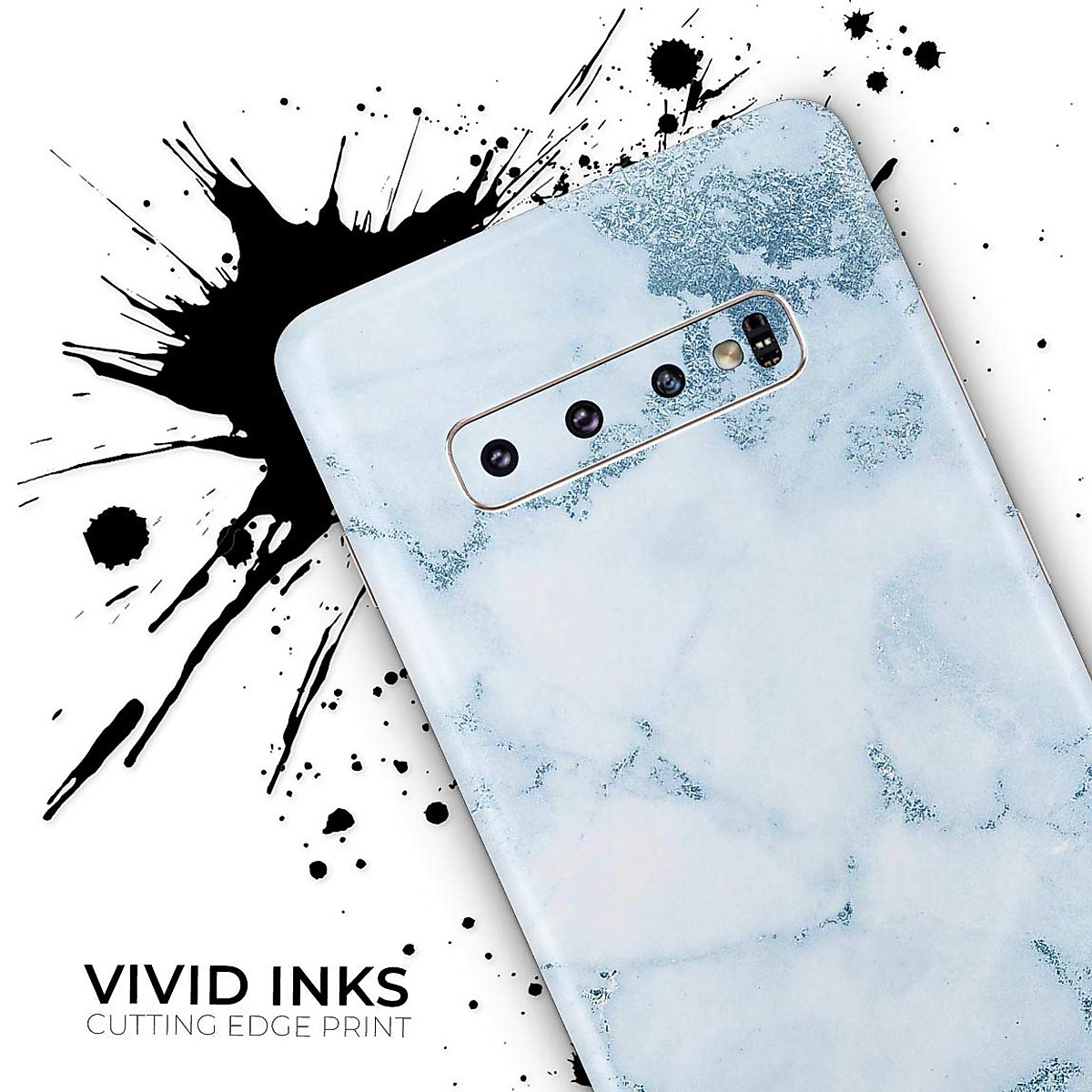 DesignSkinz Marble & Digital Blue Frosted Foil V7 Protective Vinyl Decal Wrap Skin Cover Compatible with The Samsung Galaxy S20 (Screen Trim & Back Glass Skin)