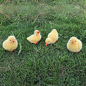 CORIETTA (4 Pack Adorable Simulated Plush Ducky & Hen Polyresin Statue Garden Sculptures Perfect Yard Art Gift Ornament Also can be Easter Decor for Home Garden, Courtyard, Lawn, Walkway