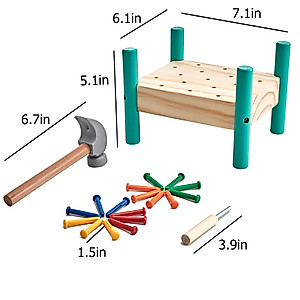 Lanttoe Wooden Hammering Pounding Toy - Preschool Educational Toy for Toddlers- Montessori Toys for Toddlers Learning Fine Motor Skills Age 3-6 Years Old