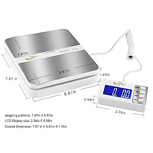 Weighmax 130Lb x0.1OZ Extended Display Digital Shipping Postal Scale, White