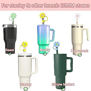 6PCS Straw Cover Cap for Stanley Cup, Silicone Straw Topper fit Stanley 30&40 Oz Tumbler with Handle,10mm Cute Drinking Straw Tip Covers for Stanley Cups Accessories