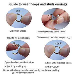 Minimalist Earring Sets for Multiple Piercing|14K Gold Plated Flat Screw Back Studs and Hoops Set for Women:Small Hoops,Flat back Pearl and CZ Earrings Studs for Cartilage,Helix,Lobe,Pack of 6 Pairs