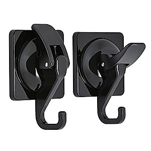 YSSILADI Shower Suction Cup Hooks, 2 Garland Hooks, Matte Black Decorative Hooks, Waterproof Towel Hooks, Removable Shower Wall Hooks, 15lb Command Hooks, Reusable Robe Hooks