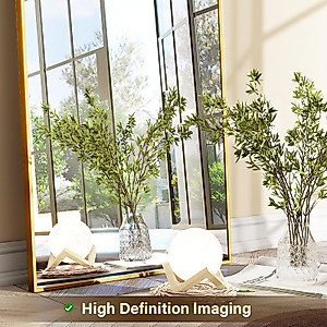 XRAMFY Arched Full Length Mirror 58"x18" Floor Mirrors with Aluminum Alloy Frame Free-Standing Wall Mounted Floor Mirrors or Large Dressing Mirror, Gold Arch Mirror