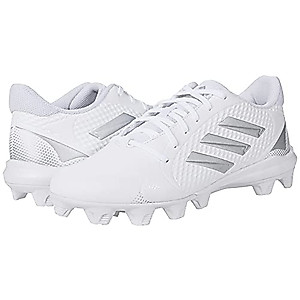 adidas Women's Purehustle 2 MD Baseball Shoe, White/Silver Metallic/Silver Metallic, 10