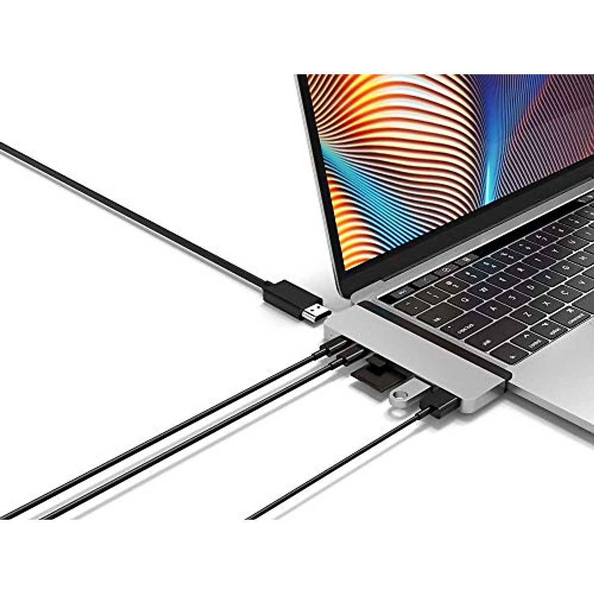 Hyper - New HyperDrive Duo 7-in-2 Hub - USB-C for MacBook Pro/Air - HDMI 4K60Hz HDR, USB-C 40Gbps 100W PD, USB-C 5Gbps 60W PD, MicroSD/SD 3.0 UHS-I 104MB/s, 2 x USB-A 5Gbps - Space Gray