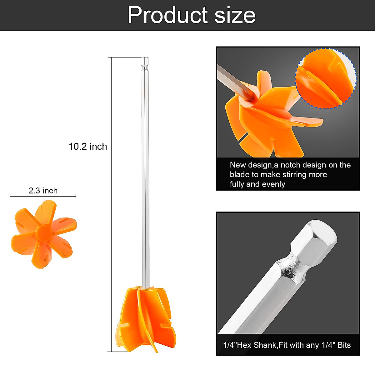 LITKIWI New Design Paint Mixer Drill Attachment with 1/4"Hex Shank Adapt to Quick Chuck Drill,Multipurpose Paint Stirrer for Liquids that Require Constant Stirring(Resin,Epoxy,Paint and etc.)