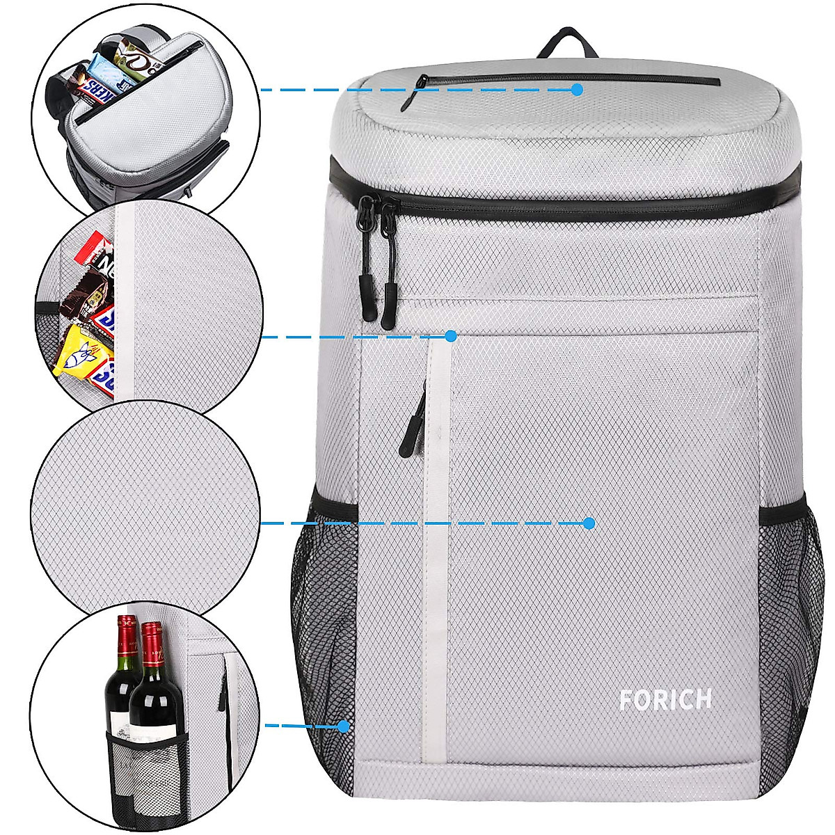 FORICH Soft Cooler Backpack Insulated Waterproof Backpack Cooler Bag Leak Proof Portable Small Cooler Backpacks to Work Lunch Travel Beach Camping Hiking Picnic Fishing Beer for Men Women