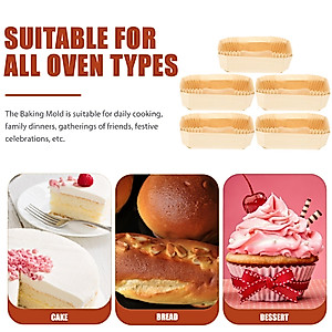 Luxshiny 5Pcs Wooden Baking Molds, Disposable Loaf Pans with Paper Liners Grease Proof Wood Containers Food Baking Pan For Banana Bread Meatloaf