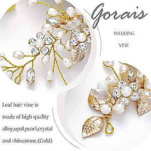 Gorais Bride Wedding Hair Vine Pearl Bridal Headpieces Leaf Hair Accessories for Women and Girls