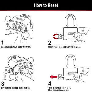 Master Lock Combination Lock, Indoor and Outdoor Padlock, Resettable Combination Locker Lock