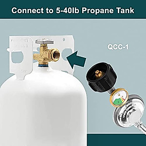 GASPRO 12FT Propane Regulator and Hose with Gauge, Competible with Propane Fire Pit, Propane Patio Heater, Gas Grill and More, QCC-1 Connection