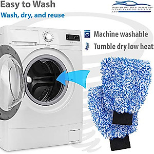 Relentless Drive Cyclone Car Wash Mitt & Works as Car Wash Sponge, Microfiber Wash Mitt Scratch Free, Ultra Absorbent Microfiber Mitt for Cars, Trucks, SUV, Boat & Motorcycle (2 Pack, Large Glove)