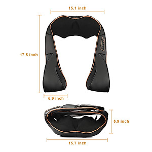 TRIDUCNA Neck Back Massager with Heat, Shiatsu Electric Deep Tissue with 3D Kneading Massage, 3 Intensity Levels, Muscle Pain Relief for Back,Neck,Shoulder,Legs, Gifts for Her/Him/Friend/Mom/Dad