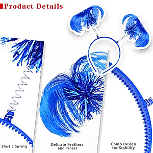 RUODON 4 Pack Ponytail Headband Feather Party Head Bopper Headband Feather Headwear Accessory, One Size, Blue