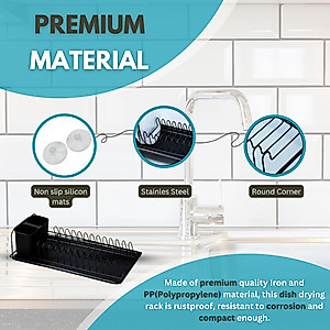 Easy WAYZ Stainless Steel Dish Drying Rack with Sponge and Cutlery Holder-Dish Rack for Kitchen Counter –Multifunctional and Space Saving Kitchen Organizer- Anti-Rust Dish Washer Dryer Rack