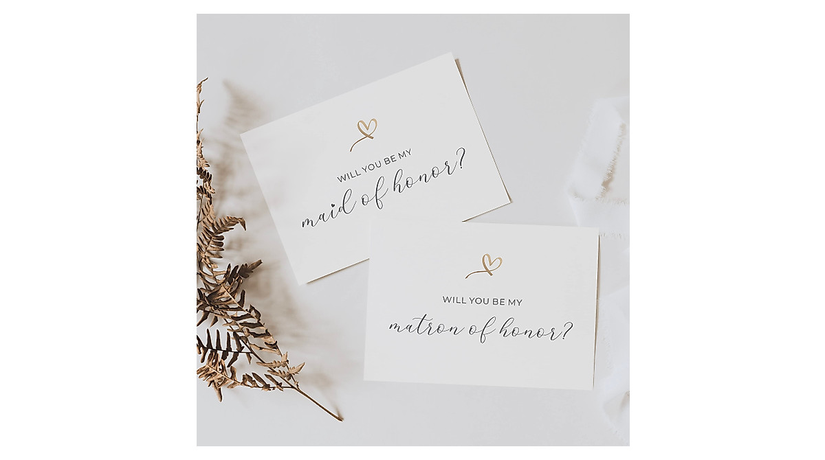 Elegant Bridesmaid Cards with Gold Heart - Olive & Emma